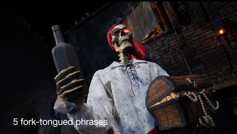 Home Accents Holiday 6 ft Animated LED First Mate Pirate Skeleton ...