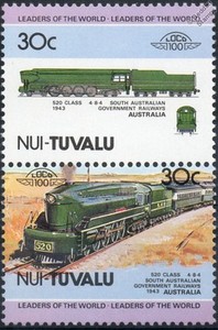 1943 SAR Class 520 4-8-4 South Australian Railways Train Stamps / LOCO ...