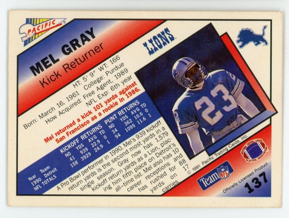 1991 Pacific Mel Gray Mel J Gray #137 | eBay