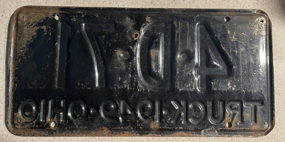 1949 Ohio Truck License Plate STEEL 100% All Original DMV Clear YOM 4•D ...