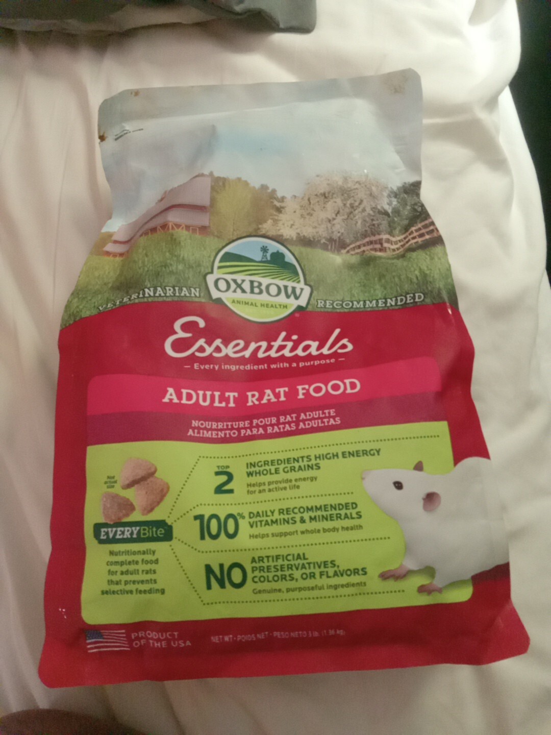 Oxbow Adult Rat Food 3 Lb Bag Hole On Bottom Of Bag Has Been Taped | eBay