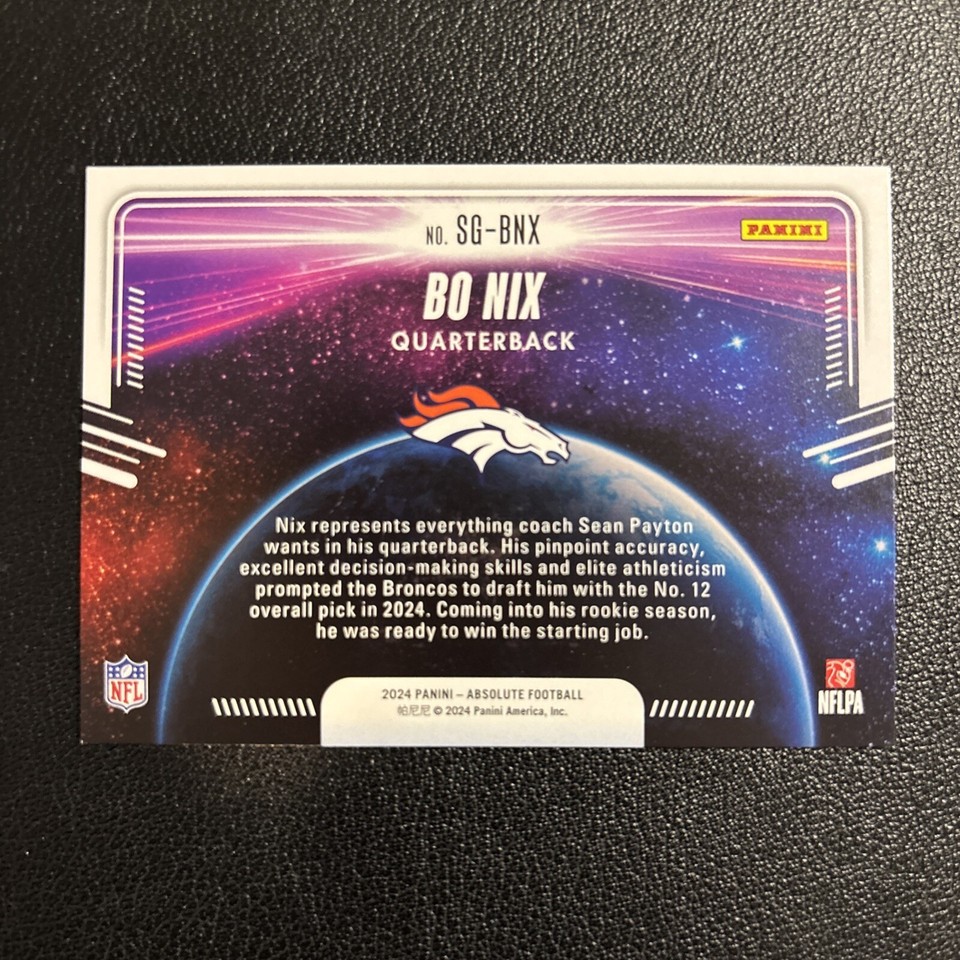 2024 Panini Absolute Bo Nix Star Gazing Denver Broncos Rookie Card ROY ...