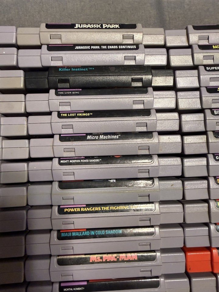 Super Nintendo 63 Game Lot Original SNES, Mega Man, Biker Mice, Street ...