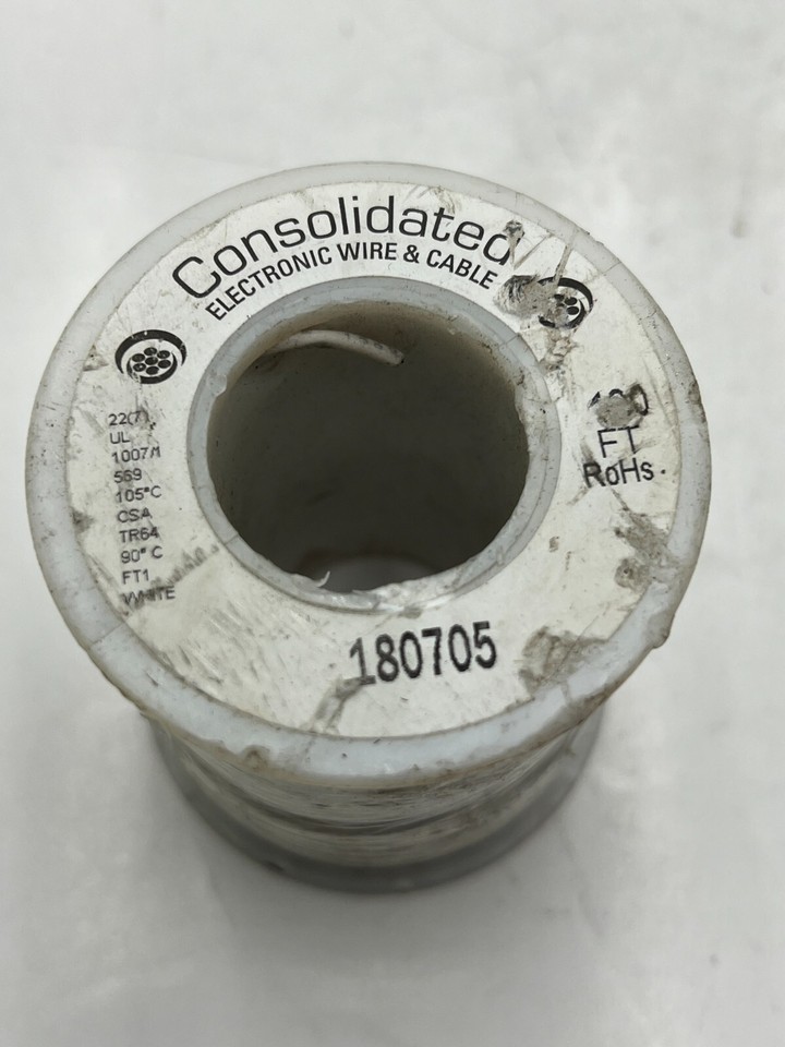 Consolidated Electronic Wire & Cable Tinned-Copper WHITE 180705.100FT ...