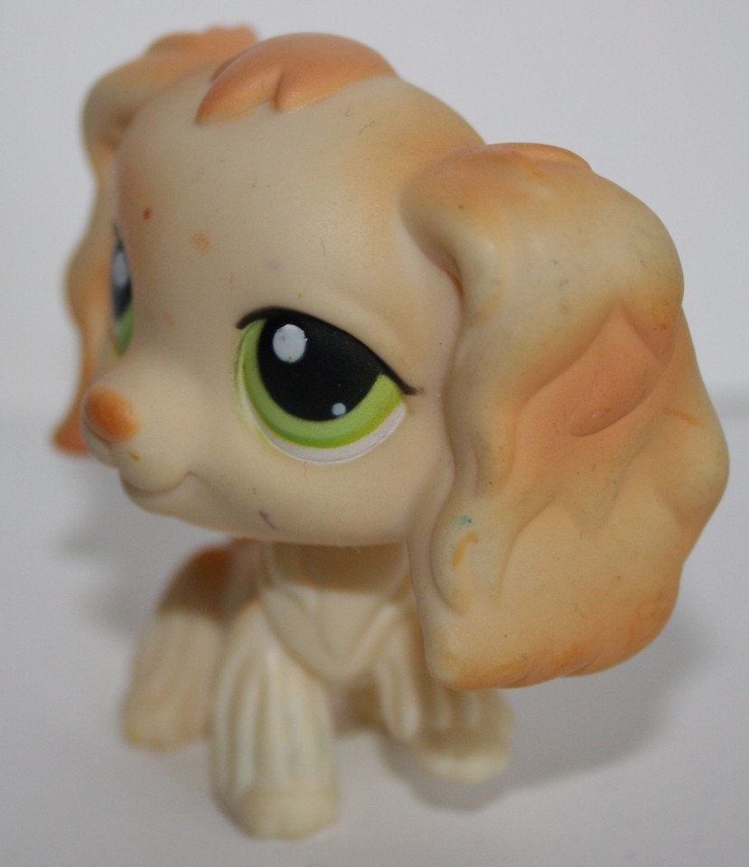 Littlest Pet Shop LPS TAN CREAM COCKER SPANIEL DOG GREEN EYES #347 | eBay