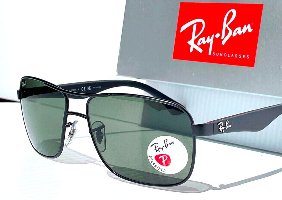 NEW Ray Ban Matte Black POLARIZED Gray Green Lens Sunglass RB3516 006 ...