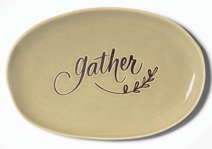 Gather Large Oval Serving Platter 16" x 10" Stoneware Thanksgiving ...