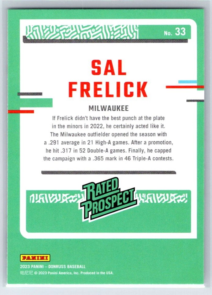 2023 Donruss #33 Sal Frelick | eBay