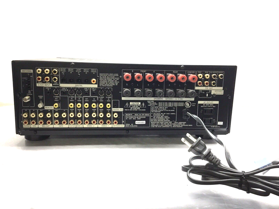 Sony 5.1 Channel 550 Watt Receiver Dolby Digital Model STR-DB940 No ...