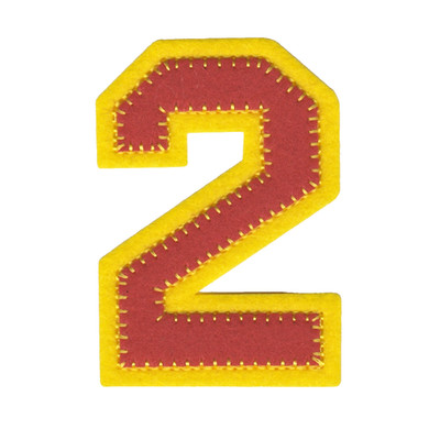 Iron On Felt Number 2 Patch Red Yellow Varsity Style Applique (2 1/2 ...