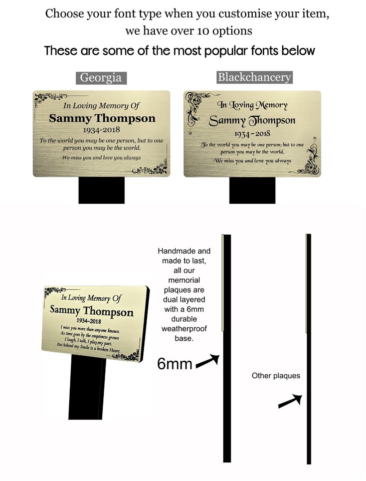 Memorial Plaque, Personalised Rectangle Shape Grave Garden Marker ...