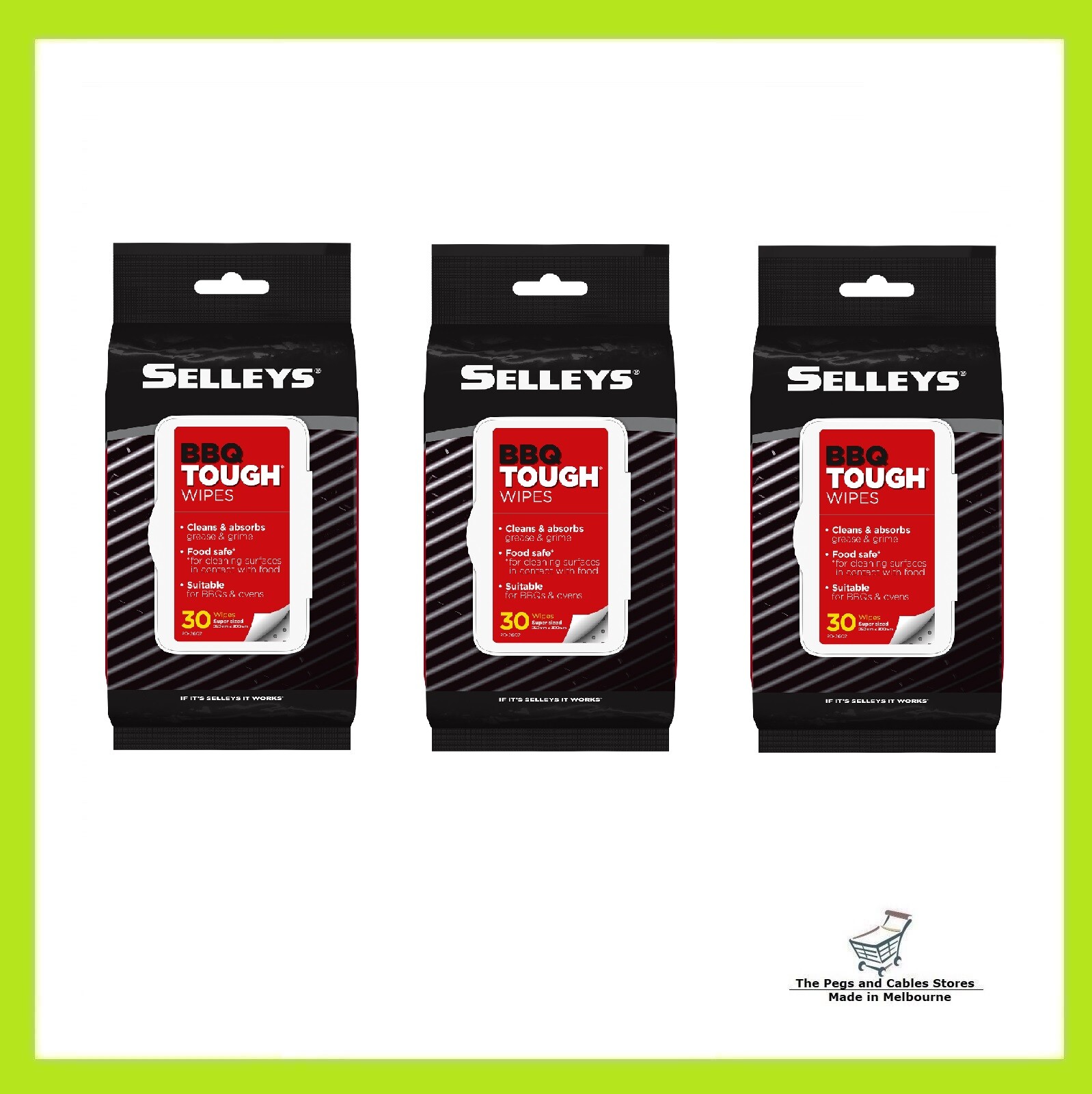 3 x Selleys BBQ Tough Wipes 30 Wipes Pack Heavy Duty Australian Brand ...