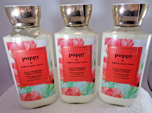 3 pk Bath & Body Works POPPY Daily Nourishing Body Lotion 8 fl oz each ...