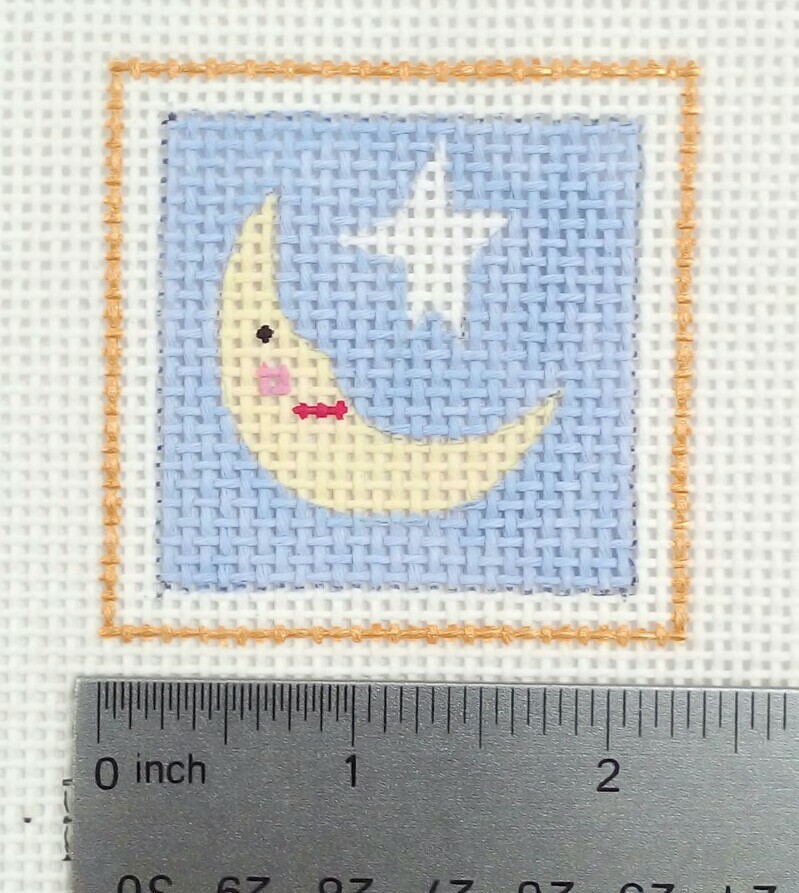 Melissa Shirley HP needlepoint Crescent MOON STAR mini ornament 587E 2. ...