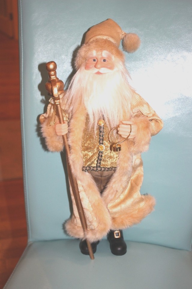 17" SANTA CLAUS Christmas Decor "Golden" Santa | eBay