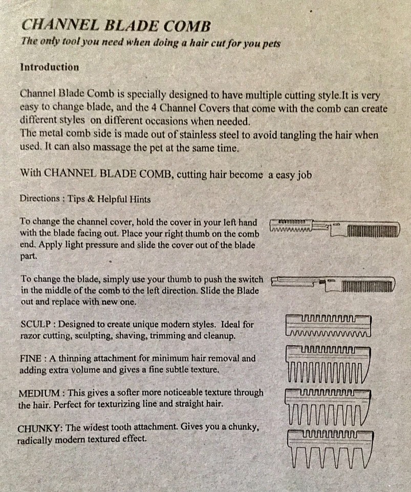 PET GROOMING TEXTURIZING COMB & RAZOR WITH FOUR ATTACHMENTS | eBay