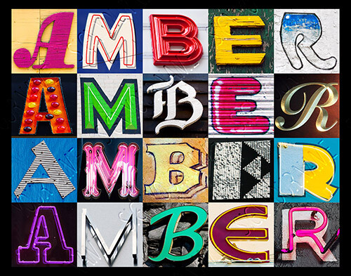 AMBER Name Poster featuring photos of actual sign letters | eBay