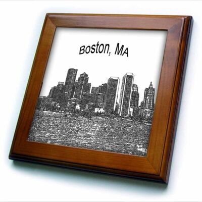 3dRose Boston Downtown Skyline Line Art 8x8 Framed Tile | eBay