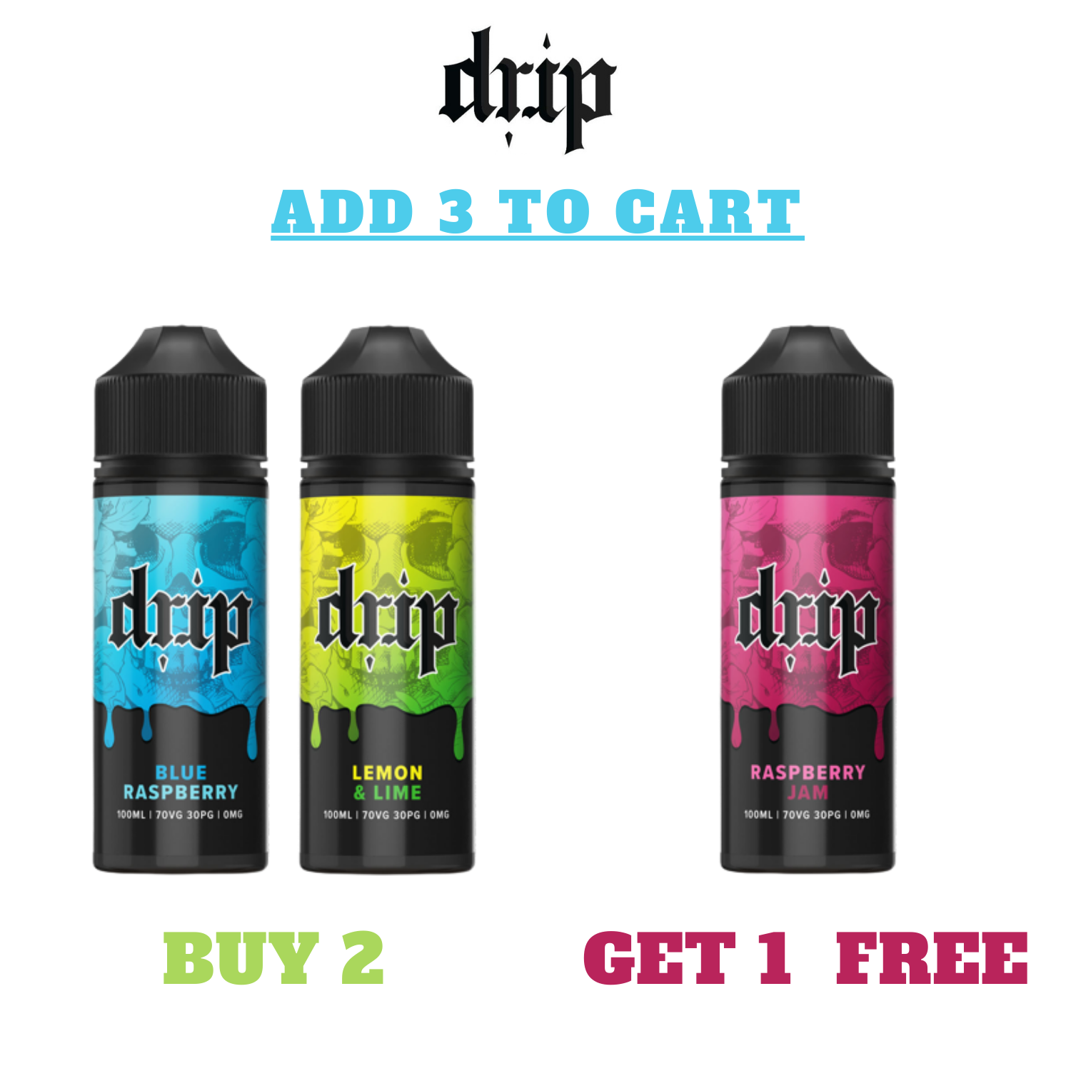 Drip Shortfill Vape Juice 70/30 100ml e liquid 0mg No Nicotine Max VG ...