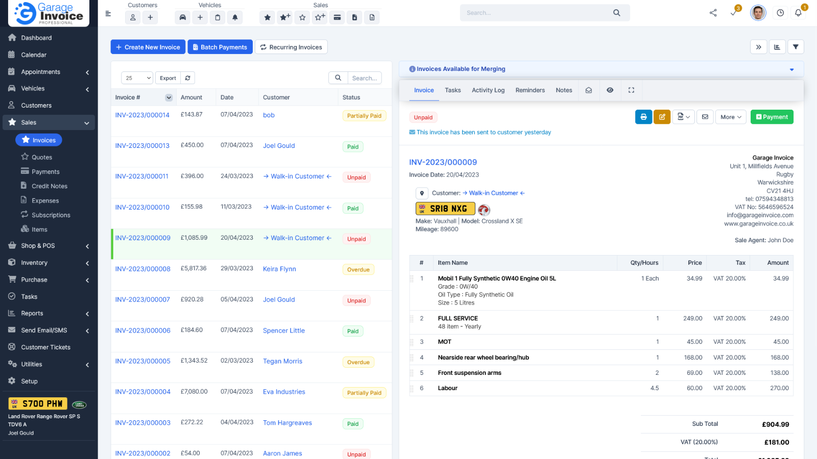 Car Garage & Workshop Management and Invoicing Software with ...
