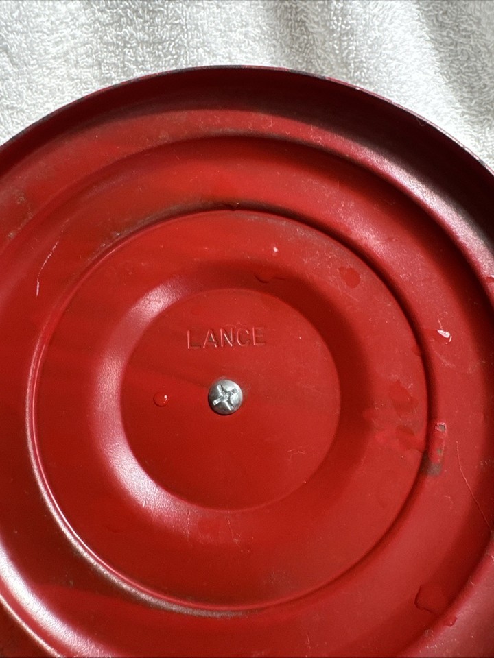 Original Stamped Red Vintage Metal Lance Jar Lid 6 3/4” Lid Only | eBay