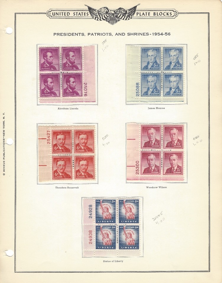 US Plate Block Collection Lot of 141 PB from 1931-1956 & Some Air Mail ...