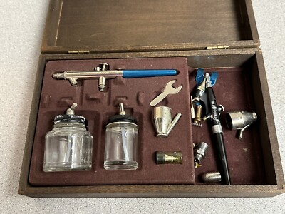 Vtg Badger Airbrush Kit 150-4 PK Case Air Brush Painting Paint Bottles ...