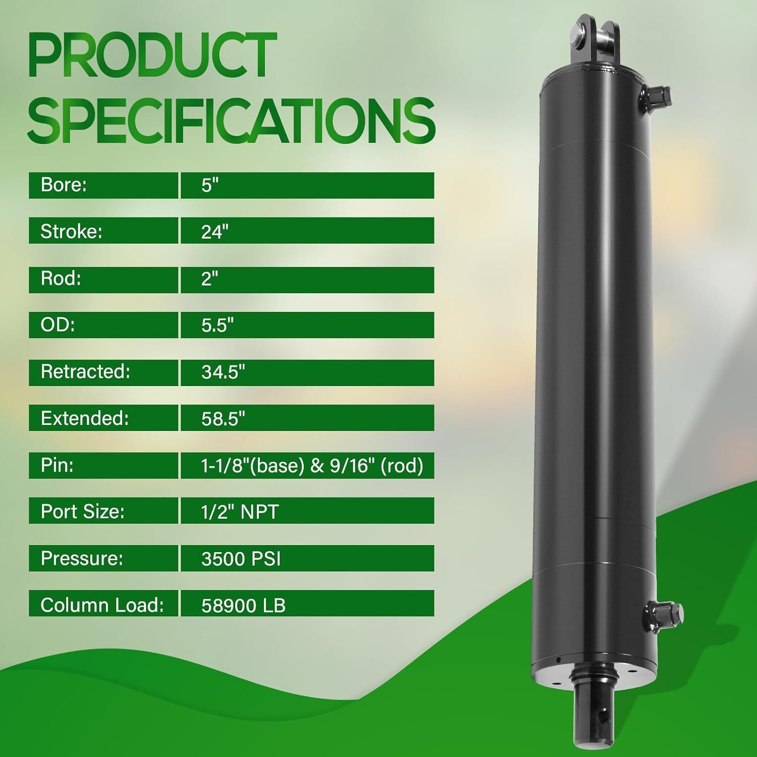 5"x24" Hydraulic Cylinders Log Splitter Cylinder For Log Splitter ...