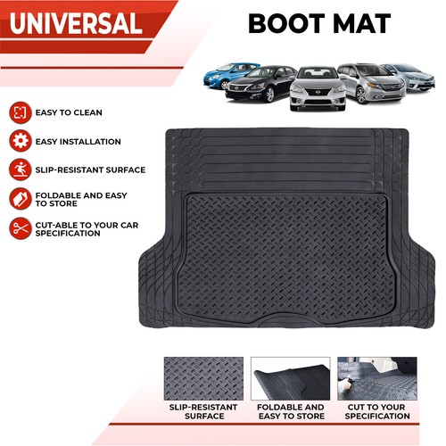 Universal Fit Rubber Vehicle Car Boot Mat Liner Protector Non Slip Cut ...