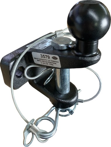 BLACK TOW BALL & PIN TOWING HITCH DUAL COUPLING 3.5 Ton E11 Heavy Duty ...