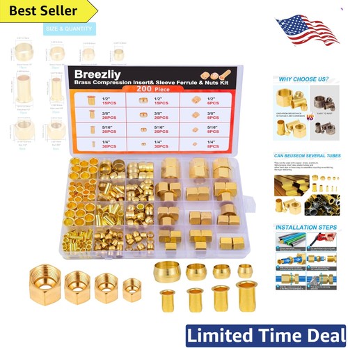 200PCS Brass Compression Insert & Sleeve Ferrule Set - 4 Sizes ...
