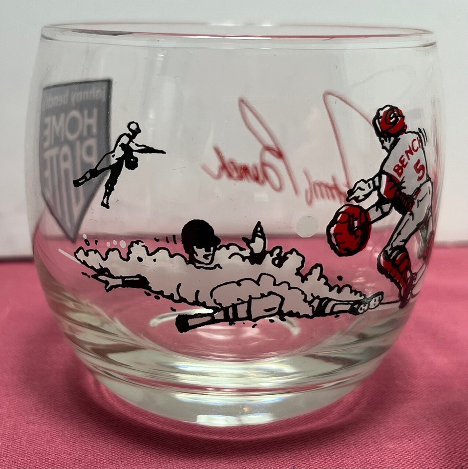 4 VTG Johnny Bench Home Plate Restaurant Roly Poly Glasses 1 has a ...