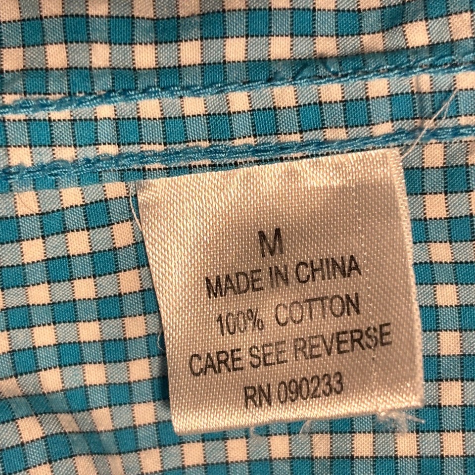 Kirra Women's Medium Button Front Plaid Western Shirt Aqua Blue White Cotton L/S | eBay