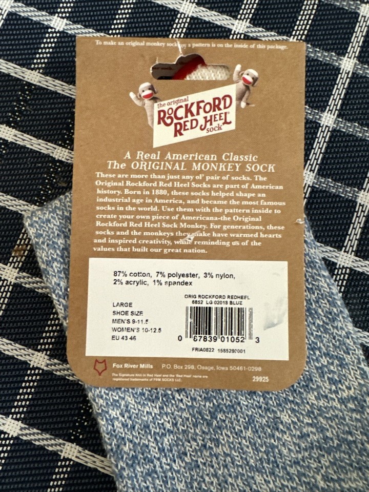The Original Rockford Red Heel Sock Size L | eBay