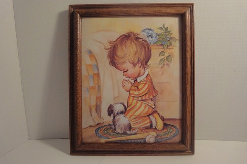 Vintage Coby Art Wall Print - Boy Praying - Hardwood Frame | eBay