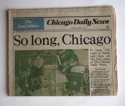 Final Edition Chicago Daily News Newspaper March 4, 1978 Vintage | eBay