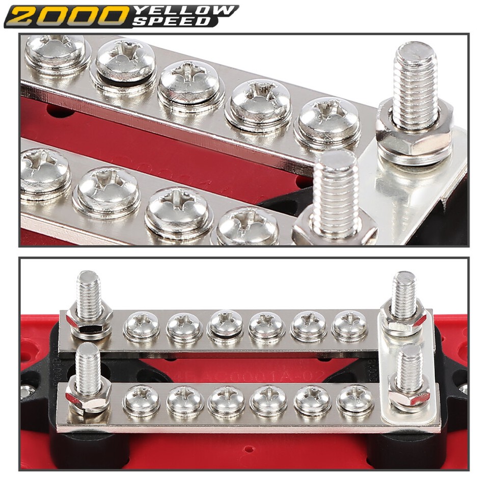 Red 12V 12 Terminal Ground Power Distribution Junction Block Heavy Duty ...