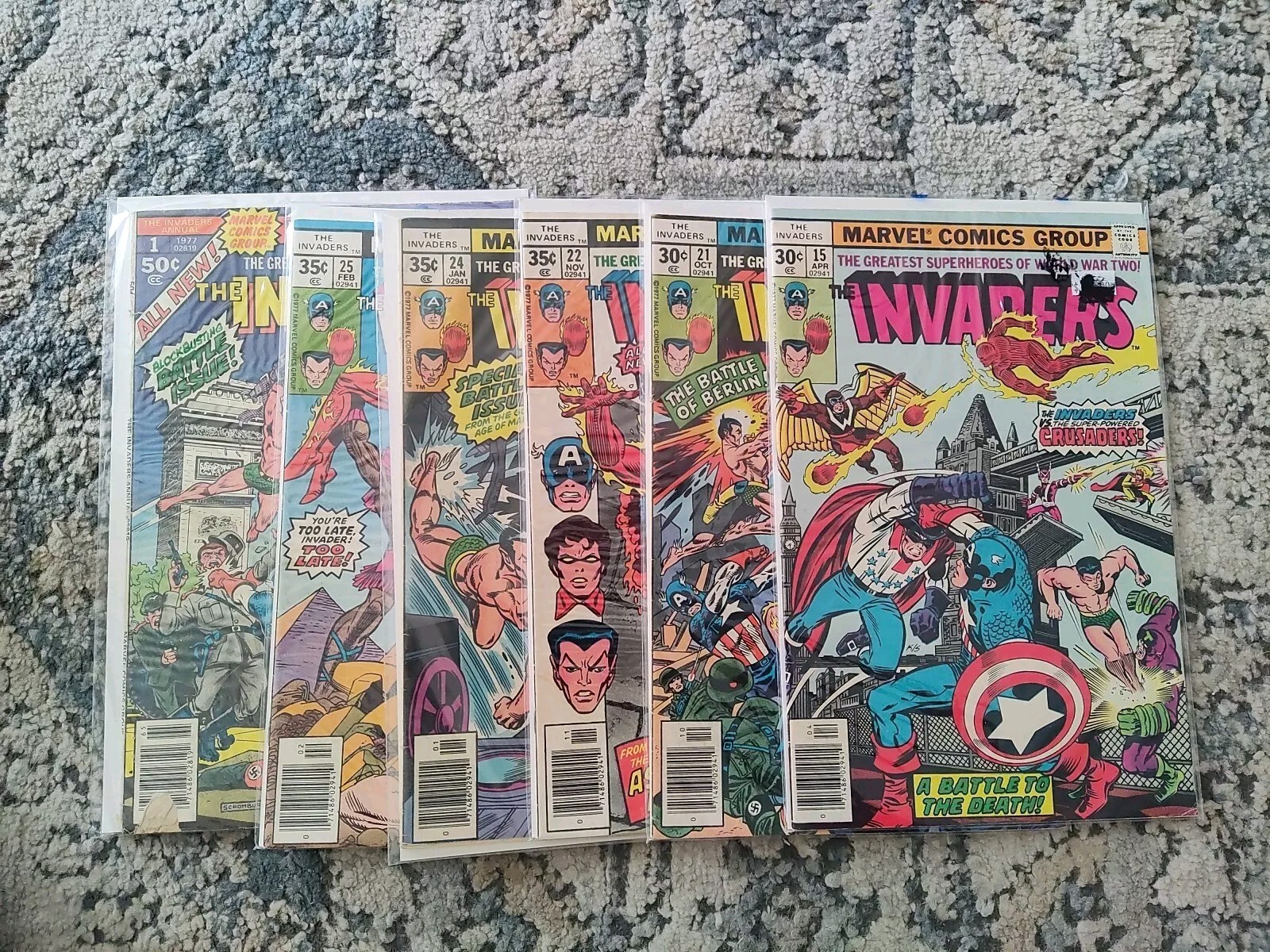 Vintage Marvel Comics The Invaders Lot Of 6 Captain America Namor Human ...