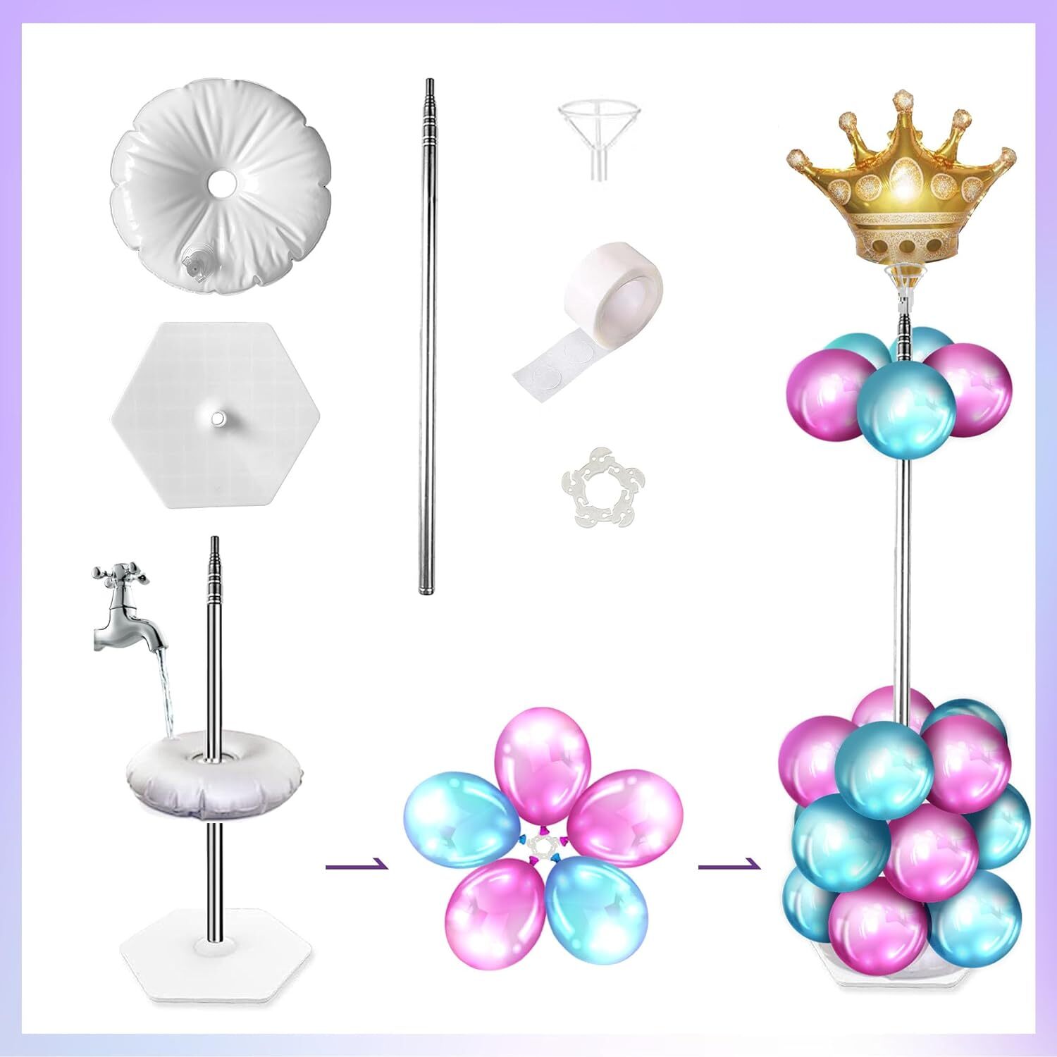 Balloon Column Kit Set Of 2, Stand for Floor with Base and Metal... | eBay