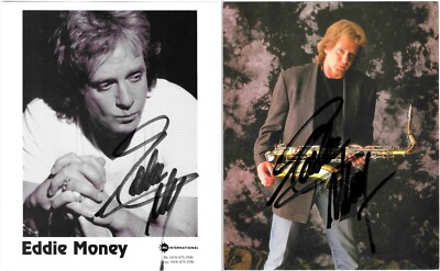 LOT OF 2 EDDIE MONEY AUTOGRAPHED PHOTOS 8"X10" COLOR BLK & WHITE ...