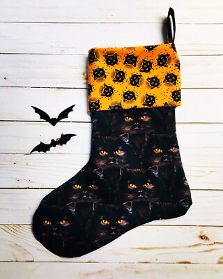 Wicked Black Cat Christmas Stocking Handmade New Spooky Holiday | eBay