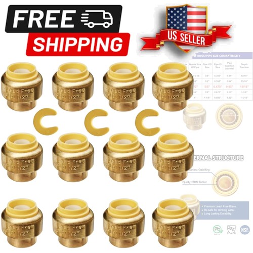 High-Quality 1/2" Push-Fit Brass End Caps with Clip - Safe & Reliable ...