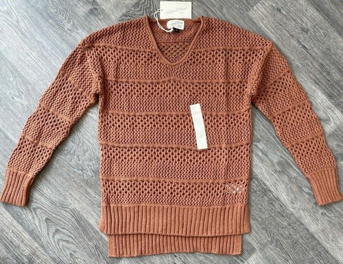 Universal Thread Brown XS Women's Crewneck Mesh Pullover Sweater FREE ...