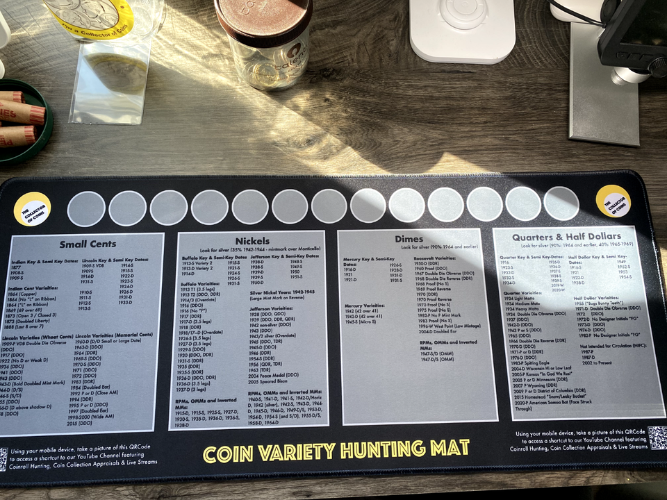 12” x 27.5” Coin Roll Hunting Mat: Large-Rubber Backed, Machine ...