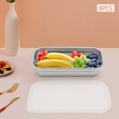 Set of 8 Stainless Steel 3L Bowls- Food Storage Containers Set With ...