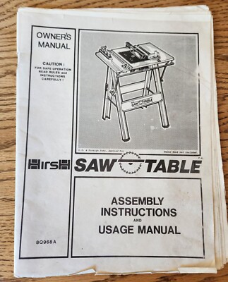 HIRSH Manual, Hirsh Table Saw Manual, Hirsh Owners Manual, Table Saw | eBay