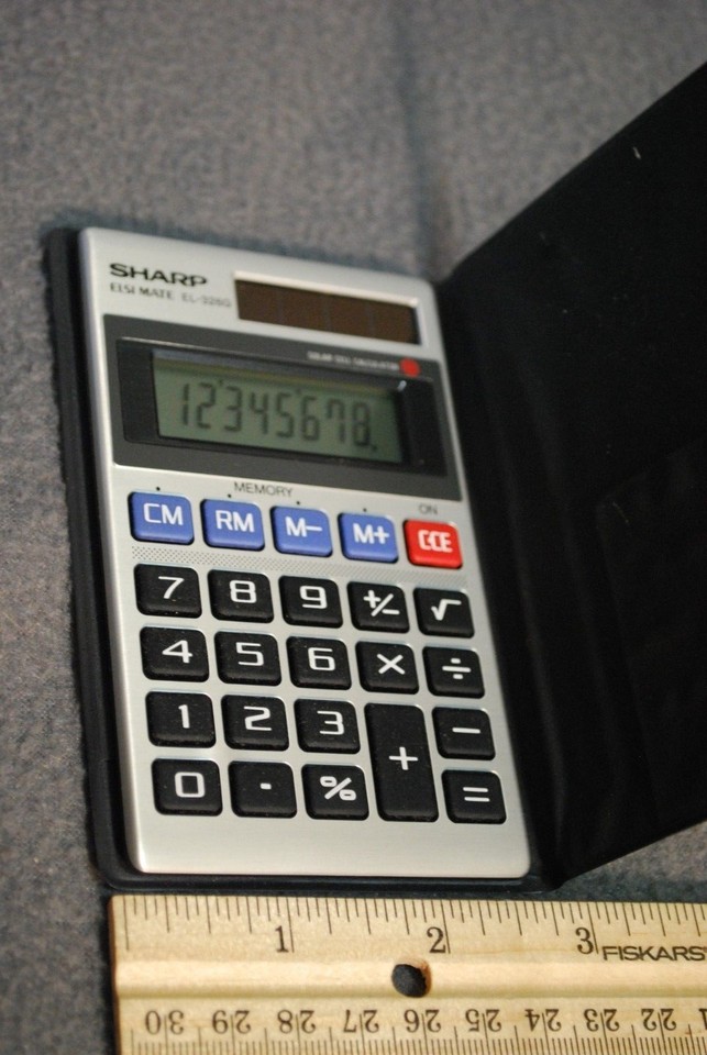 Vintage Calculator SHARP ELSI MATE EL-326G Solar Cell & Pocket Case | eBay