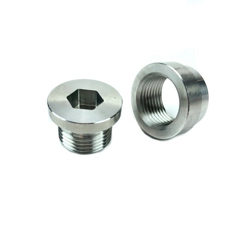 O2 SENSOR WELD IN EXHAUST STEPPED BUNG + HEX PLUG KIT STAINLESS STEEL ...