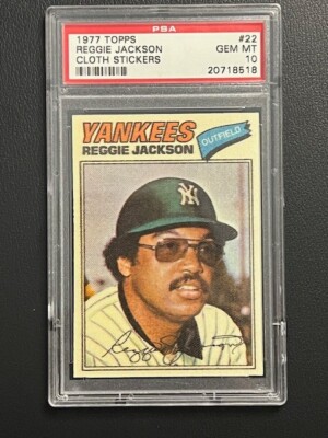1977 Topps Cloth Stickers #22 Reggie Jackson Yankees HOF PSA 10 Gem ...