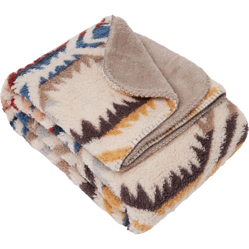 Pendleton White Sands Sherpa Fleece 50x70 Aztec Throw Blanket Southwest ...